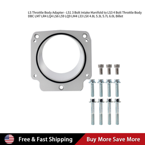 For LS Throttle Body - LS1 / Truck Adapter 3 Bolt Intake to 4 Bolt 92mm ...