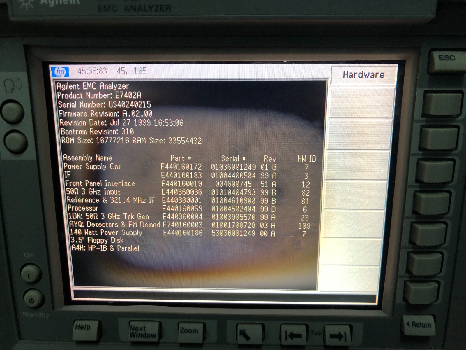 Agilent E7402A EMC Analyzer, 9KHz - 3.0GHz with opt 1DN, 1DS, 1DR, A4H ...