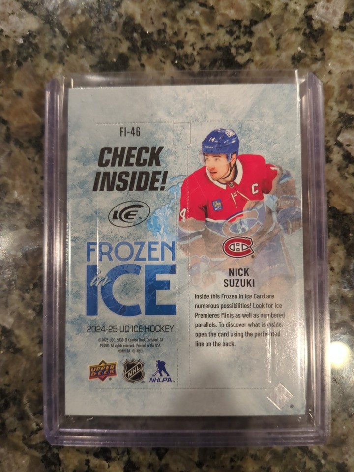 Two 2024/25 UD Ice Hockey Nick Suzuki Frozen In Ice Unopened 1Gold/1 ...
