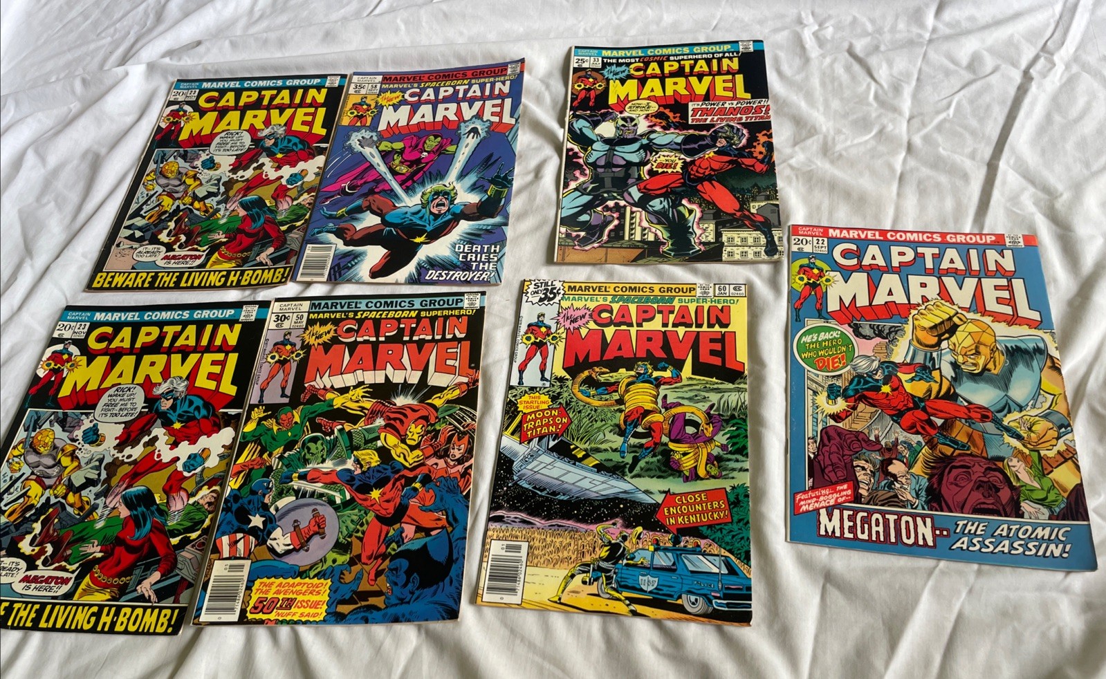 Captain Marvel #22,23(2), 33,50,58,60 Lot of 7 1972-79 02460 Mint ...