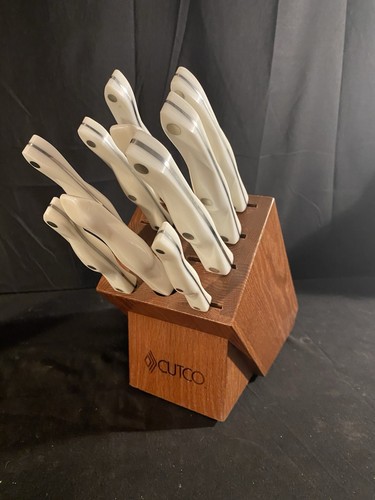 Cutco Vintage Pearl White Cutlery 10 Piece Knife Set with Oak Block. | eBay