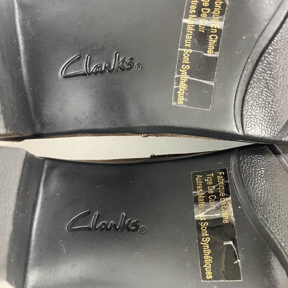 Clark’s Brown Suede Leather Ankle Boots 6.5 Buckle Strap Block Heel ...