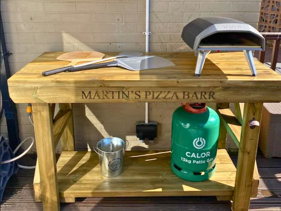 Indoor/Outdoor Wooden Workbench. Garden Work Table. BBQ/Pizza oven ...