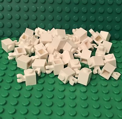 Lego 50 Pieces White 1x1 Brick Modified With Horizontal Clip Part ...