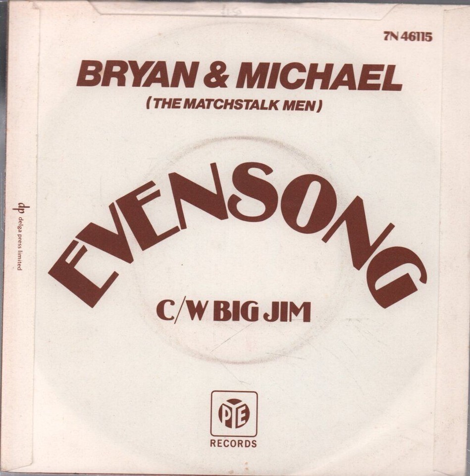 Bryan and Michael Evensong 7" vinyl UK Pye 1978 Solid centre label ...