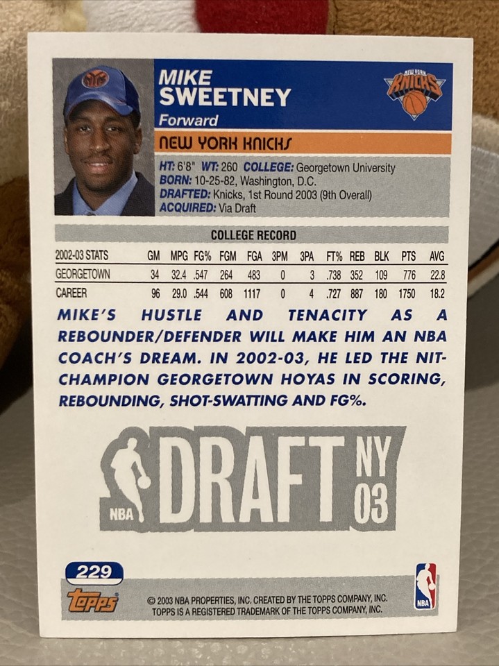 NBA 2003-04 Topps Draft Pick Rookie RC NY Knicks Mike Sweetney | eBay