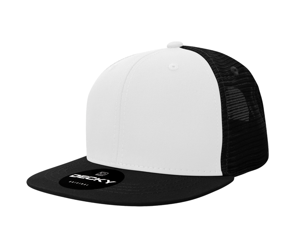 Flat Bill Snapback Trucker Cap – Solid Blank Plain Mesh Baseball Hat ...