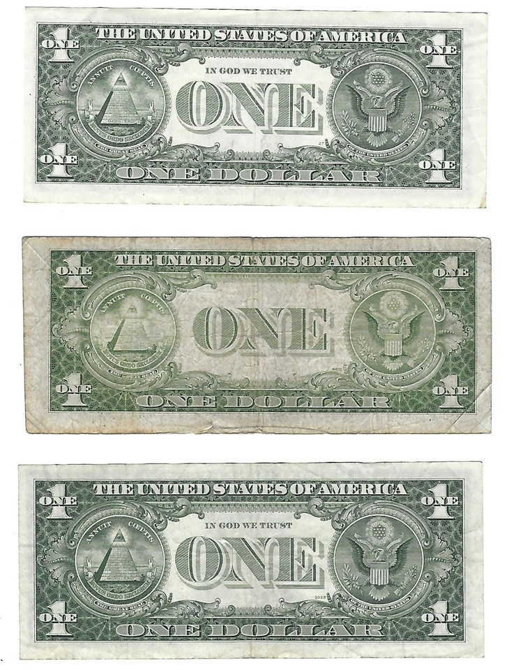 3-USA $1. BILLS-SILV CERTIF. 1935-F, JOSEPH W BARR 1963-B SERIES, STAR ...