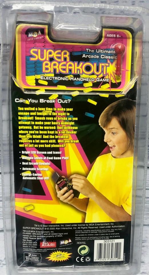 SUPER BREAKOUT ATARI MGA HANDHELD LCD MINI CABINET GAME 2005 NEW OLD ...