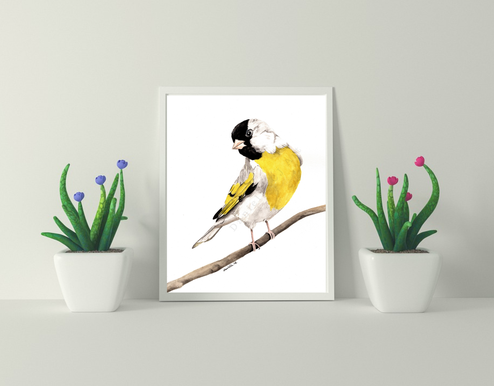 Watercolour American Goldfinch Print - watercolor bird prints, yellow ...