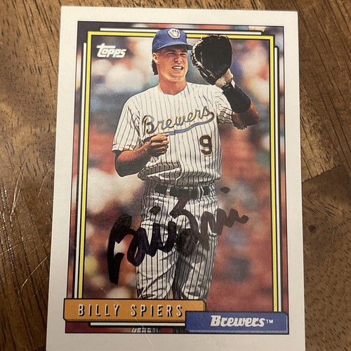 Bill Spiers Autographed 1992 Topps Baseball Card #742 Milwaukee Brewers ...