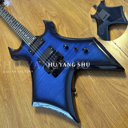 Blue Warlock Extreme Flamed Maple Top Electric Guitar HH Pickups black ...