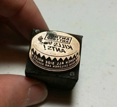 Vintage Letterpress Printing Block Antrol Ant Trap Killer Advertising ...