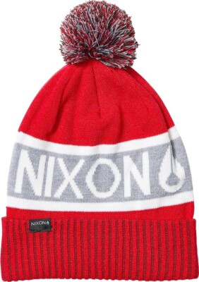 Nixon Teamster R Red Grey Beanie Wool Hat Mens | eBay