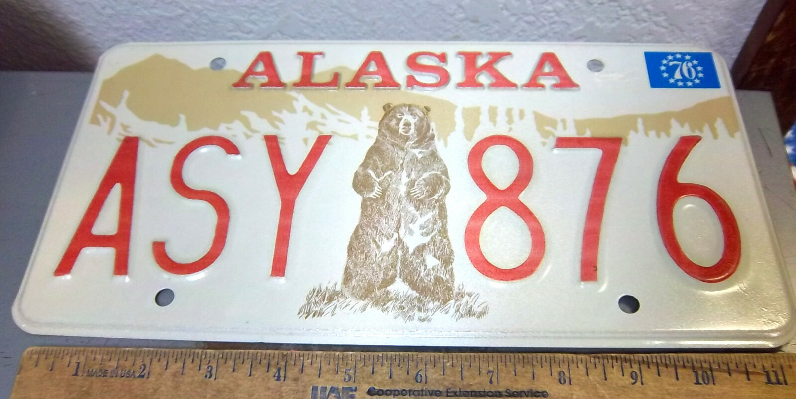 1976 Alaska License Plate '76 Kodiak bear style plate, MINT ASY 876 ...