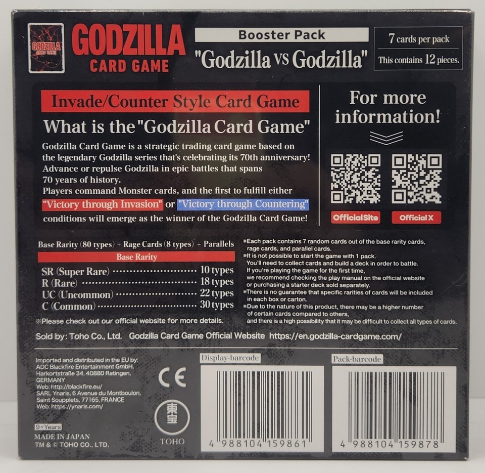 Godzilla Card Game Godzilla vs Godzilla (BP01) Booster Box Set #1 ...