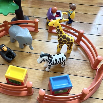 Playmobil 123 Zoo Safari Animals 6742 Elephant Zebra Giraffe People EUC ...