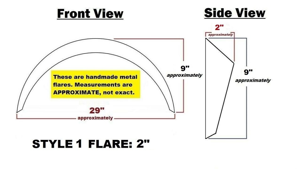 Universal Metal Fender Flares Style 1: 2" Wide, 2-piece set (hand-made ...