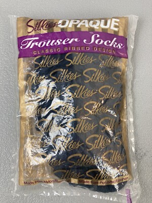 Vtg Silkies Opaque Trouser Ribbed Socks Color Dark Navy One Size Fits ...