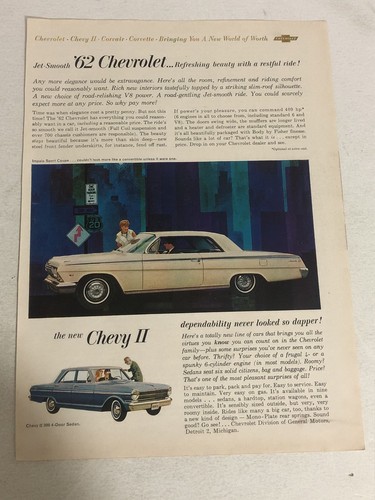 1962 Chevrolet Chevy II Car Print Ad Advertisement Advert Vtg pa7 | eBay