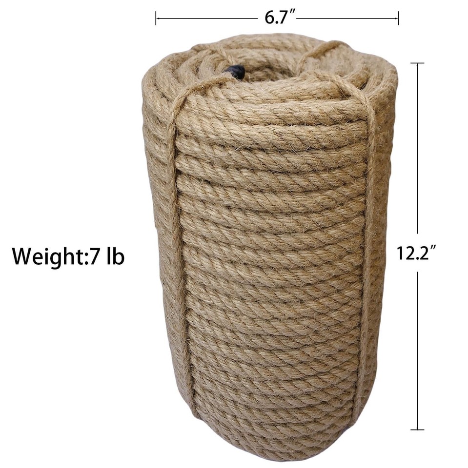 Jute Rope 12mm, 164 Feet 7lb Thick Garden Jute Twine String for DIY Cat ...