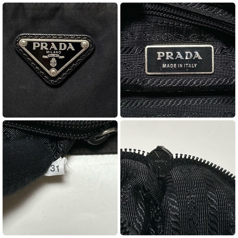 m77 Item PRADA Triangle Logo Nylon Saffiano Black Shoulder Bag Sacoche Messenge | eBay
