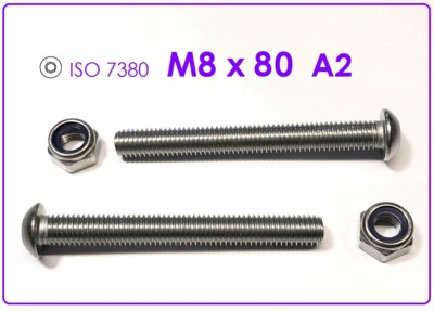 10 Stück Schraube ISO 7380 M8x80 Edelstahl A2 + Mutter M8 A2 ...