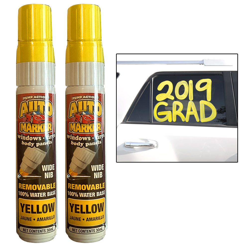 2 Jumbo Glass Window Markers Yellow Paint Pen Erasable Washable ...