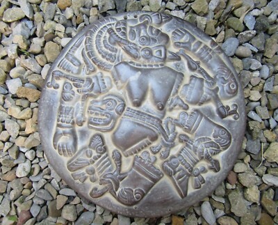 Hand Carved Made Ceramic Aztec Moon Goddess Coyolxauhqui Wall Art ...