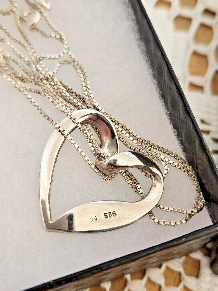 Judith Jack Sterling Silver Marcasite Heart Floating Pendant Necklace ...