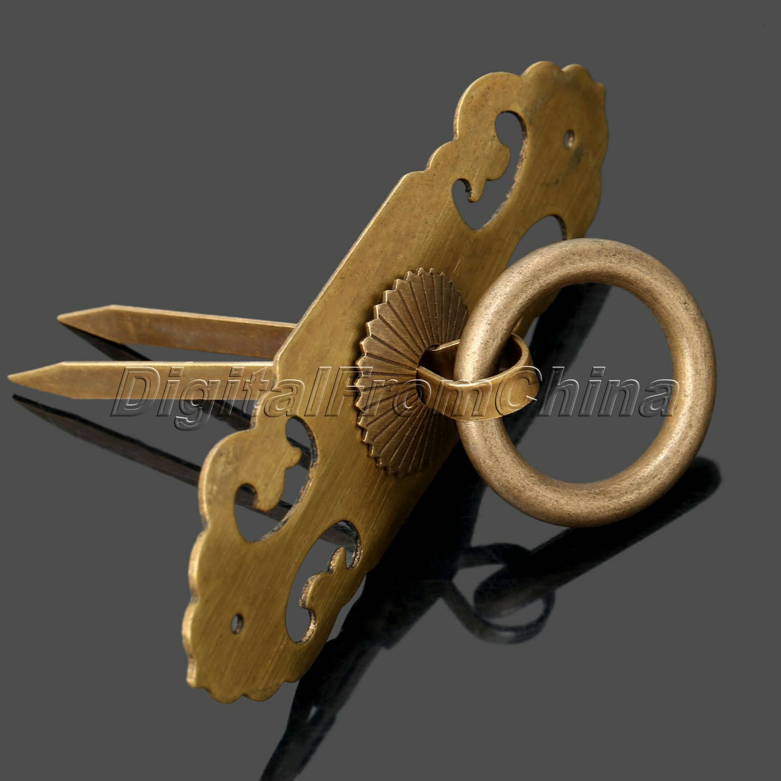 Vintage Chinese Style Furniture Pull Lock Latch Cabinet Hardware Brass ...