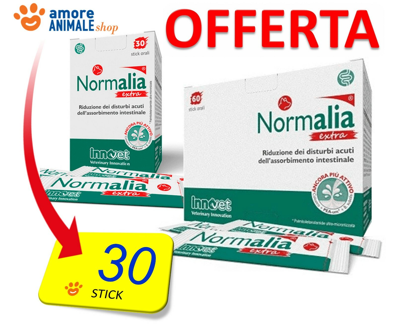 Innovet NORMALIA EXTRA 10 / 30 / 60 stick per CANI e GATTI Disturbi ...