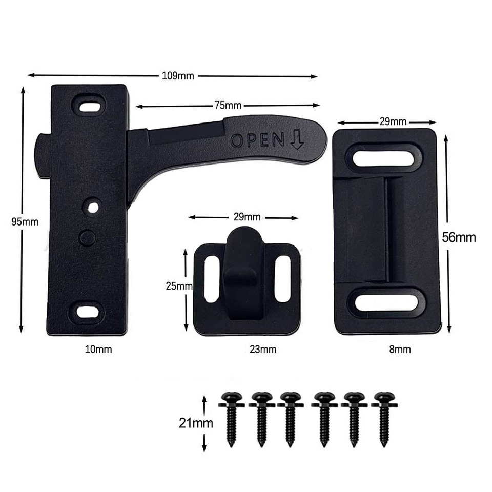 Easy Install Black Right Hand Camper Screen Door Latch Replacement Kit ...