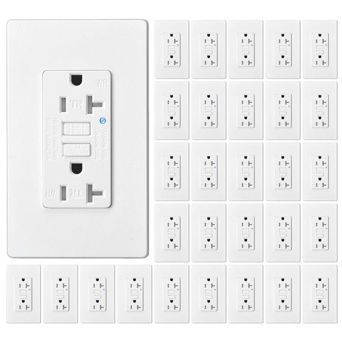 20A Electrical Outlet Ground Fault Receptacle Tamper Resistant Led w ...
