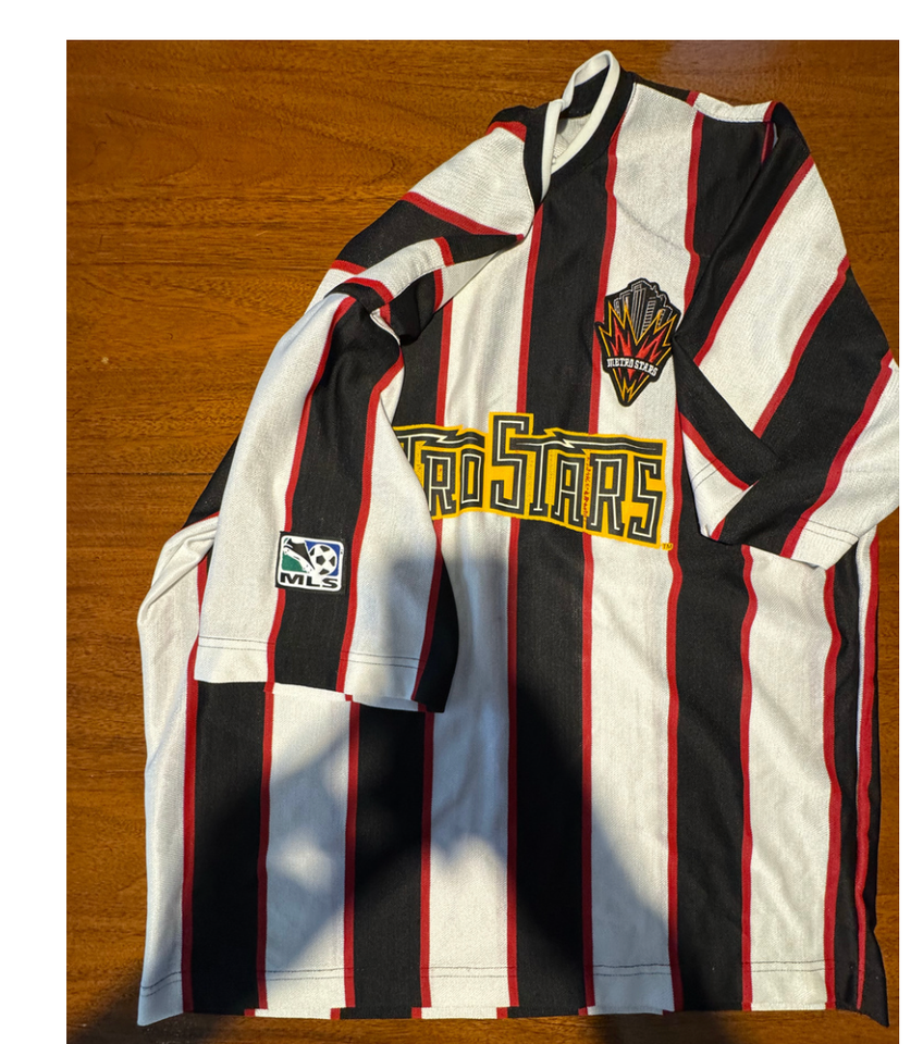 Vintage Nike MetroStars MLS Soccer Jersey | Black Red White Striped ...