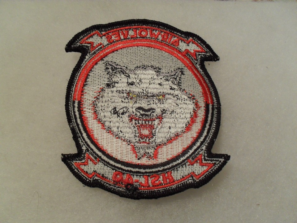 US NAVY HELO SQDN HSL-40 AIRWOLVES EMBROIDERED MERROWED EDGE 4 1/4 ...