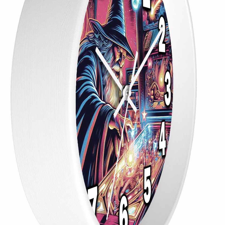 Pinball Player Wall Clock #2, 10" Round, Pinball Wizard Retro Arcade ...