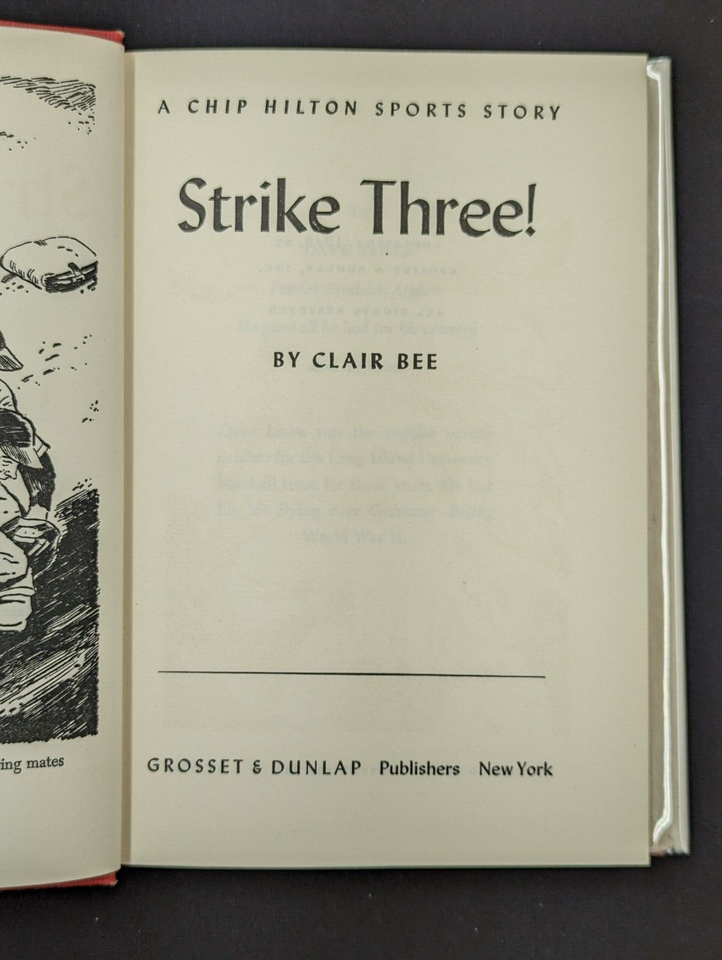 Chip Hilton Sports Story #3 Strike Three! by Clair Bee *TRUE 1ST ED ...