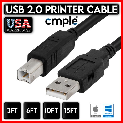 USB Printer Cable USB 2.0 A Male to B Male Cord Brother Canon Epson ...