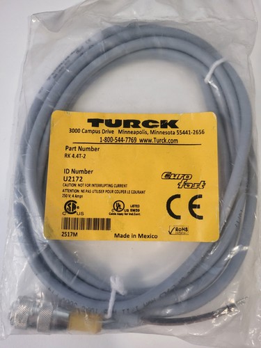 Turck RK 4.4T-2 EuroFast Cordset 4-Pin 2M 250V 4A Sensor Cable – New | eBay