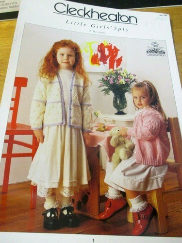 Cleckheaton GIRL's Cardigan 5 PLY knitting Pattern LEAFLET no. 282 ...