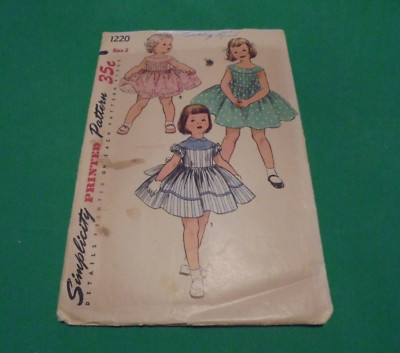 Vintage 1950s Simplicity Sewing Pattern 1220 Toddler Girls Party Dress ...