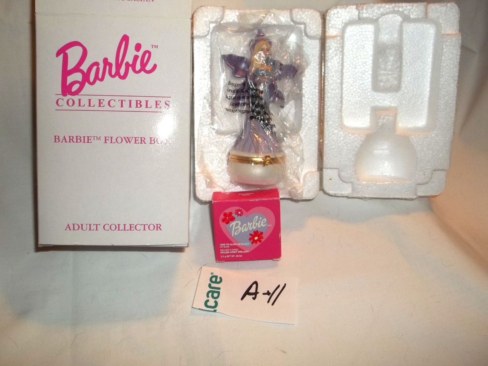 A-11 vtg AVON Barbie Flower Orchid Box 2002 + Barbie Love to Lip Gloss ...