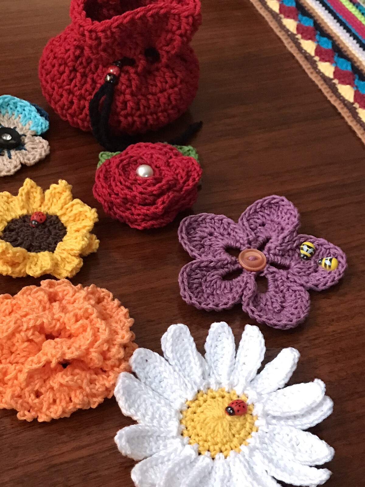 Hand Crocheted Flower Refrigerator Magnets Set w/Crochet Gift Bag🌺USA ...
