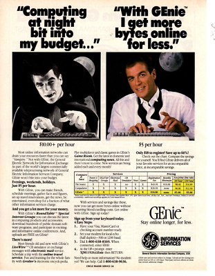 1985 GEnie G E INFORMATION SERVICES ONLINE SERVICE PRINT AD, VAMPIRE ...