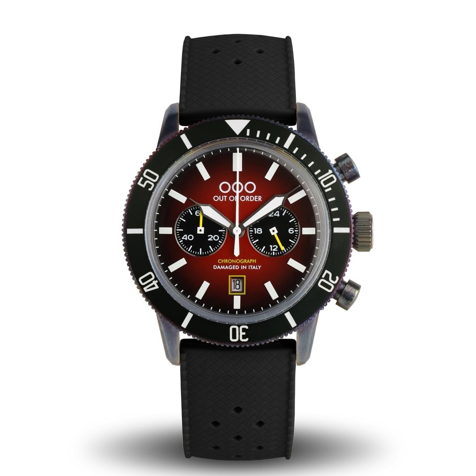 NEW Out Of Order OOO 43MM Red Pilot Cronografo Chronograph Watch - 001 ...