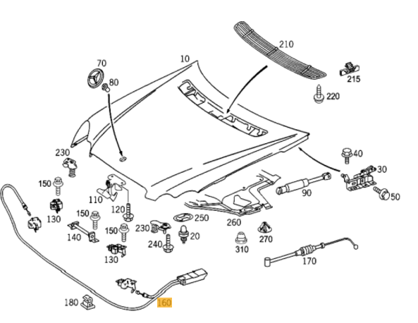 Mercedes-Benz W203 C Class C220 Bonnet Release Cable A2038800459 for ...