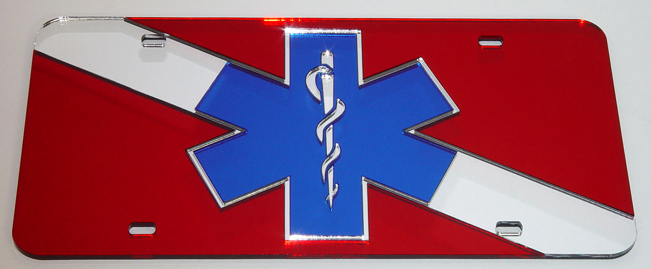Rescue Dive Flag EMT license plate laser cut mirrored acrylic | eBay