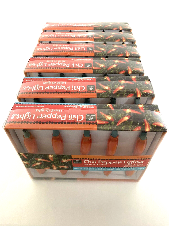 Chili Pepper Light Sets 6 boxes 8 foot string in door out door electric ...