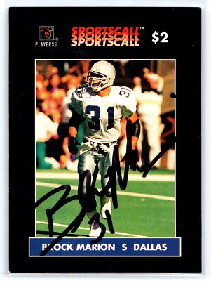 Brock Marion Autographed Signed Card 1996 Sportscall Phone Cards #225 ...